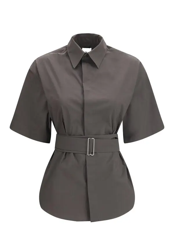 SA SU PHI Cotton Polyester Blend Belted Shirt - Grey