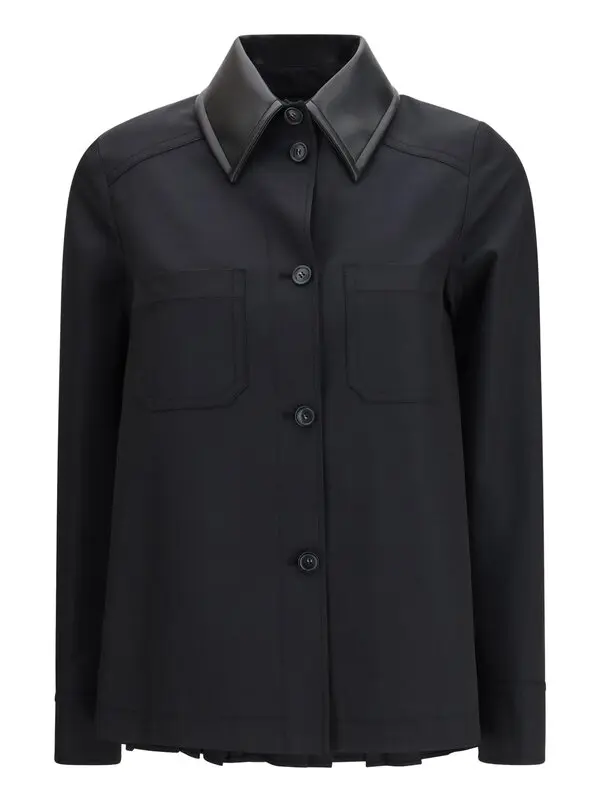 Max Mara Sportmax Cotton Gabardine Shirt With Pleated Back - Black