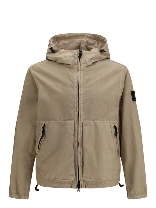 Stone Island 4100053 Jacket In Organic-look Panama-tc Nylon - Brown