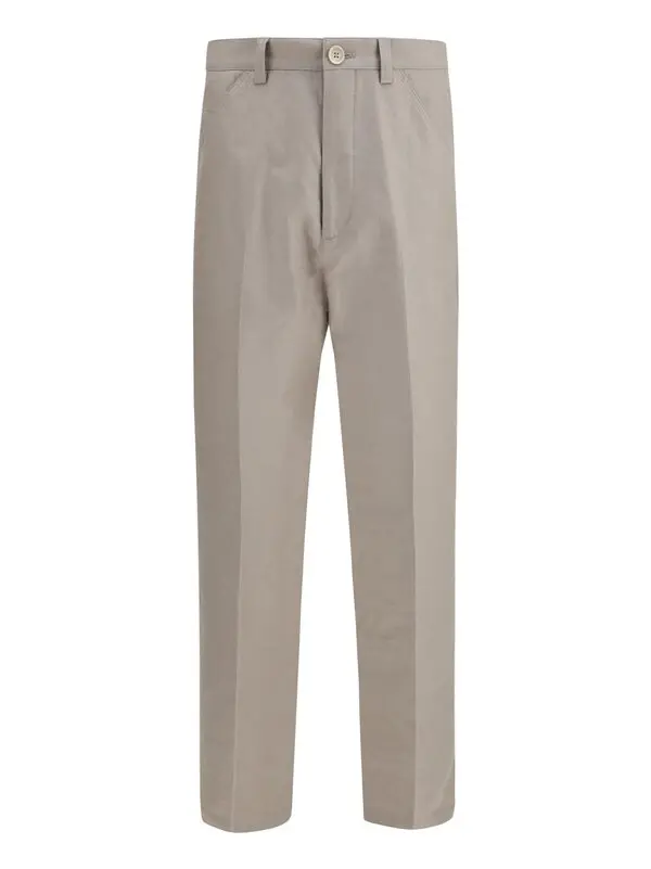 Brunello Cucinelli Tailored Cotton Pants With Belt Loops - Beige