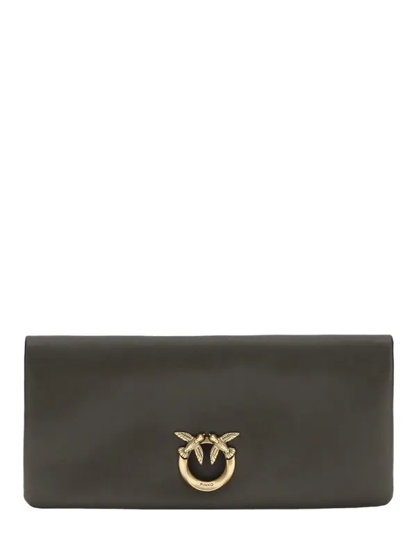 Pinko Love Medium Clutch Bag With Studded Shoulder Strap - Green