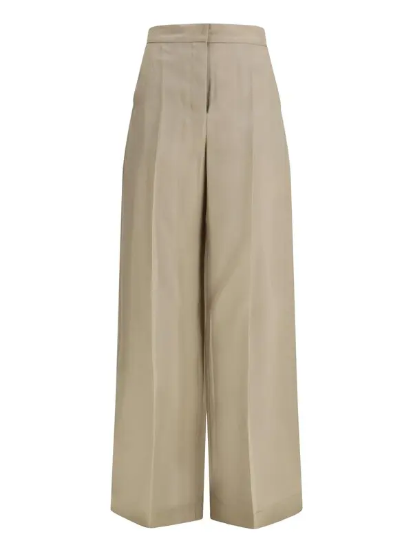 PIANOFORTE- MAX MARA Pianoforte Max Mara Silk Wide-leg Trousers - Beige