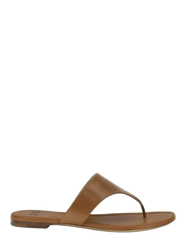 FRANCESCO RUSSO Leather Flip Flops - Brown