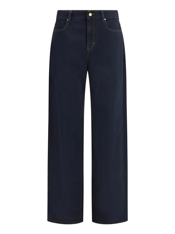 Max Mara Pure Cotton Satin Baggy Trousers - Blue