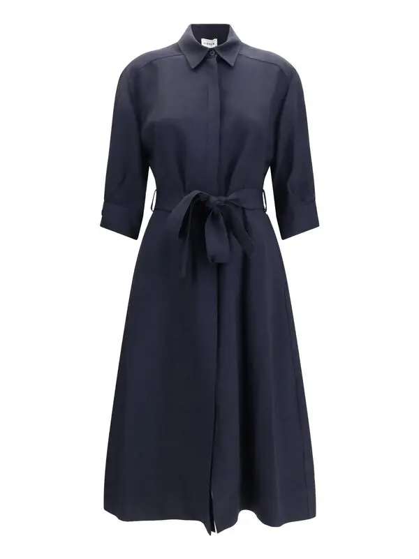 P.a.r.o.s.h Belted Shirt Dress With 3/4 Sleeves - Blue