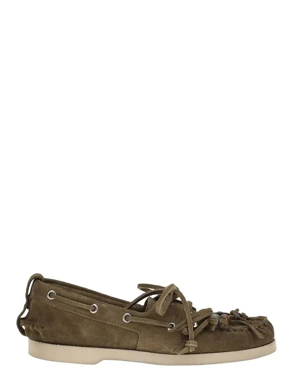 GOLDEN GOOSE Boat Loafers With Embellished Tassels - Khaki