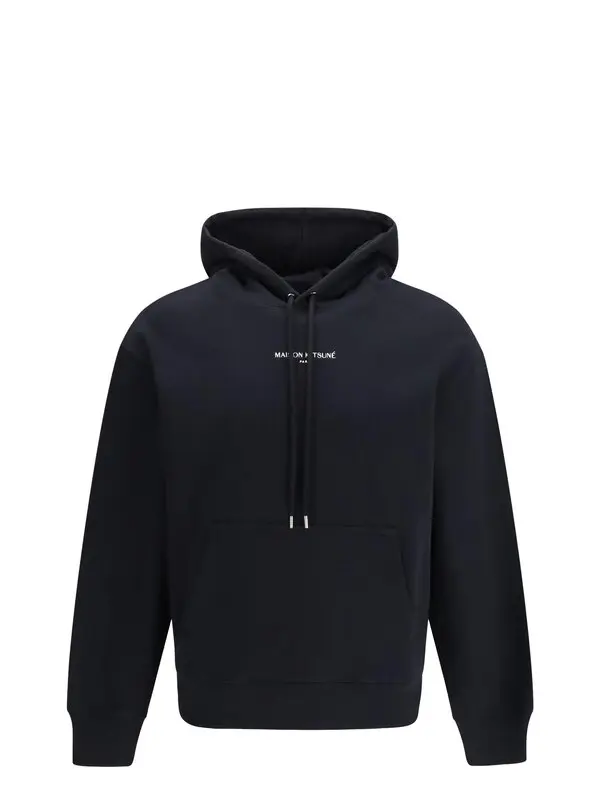 Maison Kitsuné Embroidered Logo Cotton Hoodie - Black