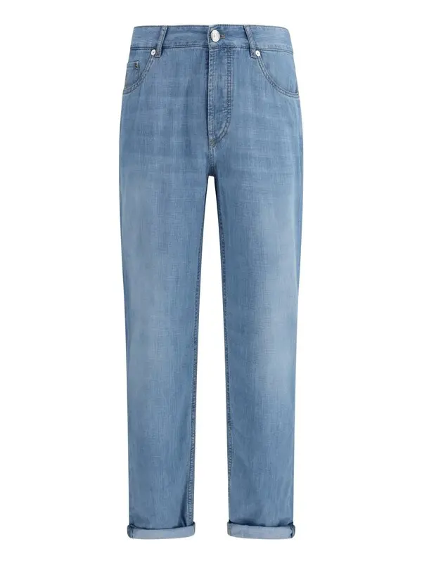 Brunello Cucinelli Cotton Jeans With Distressed Effect - Blue