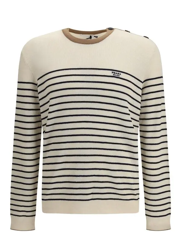 Prada Jacquard Wool And Cotton Blend Striped Sweater - Multicolour
