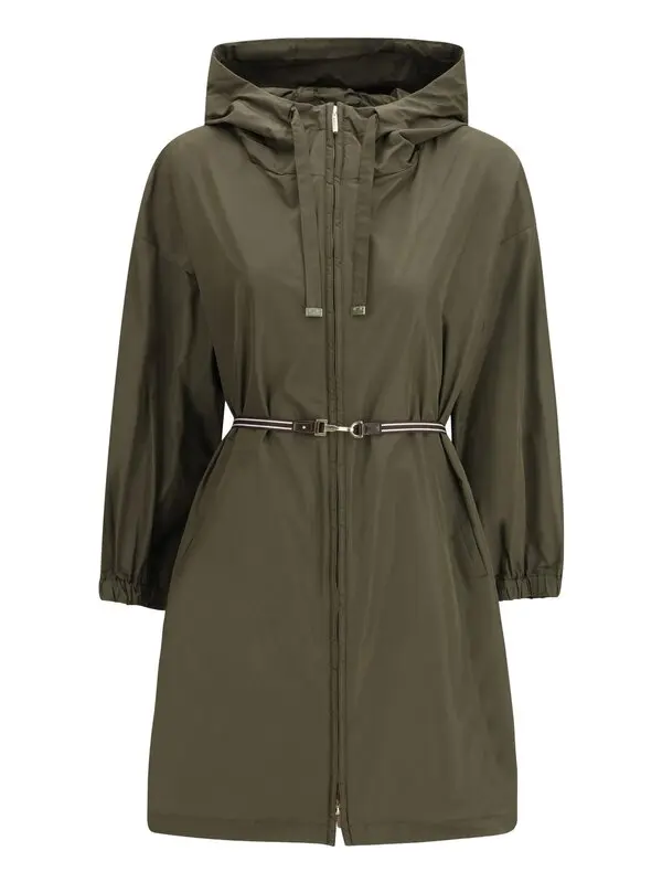 Max Mara Belted Hooded Raincoat - Green