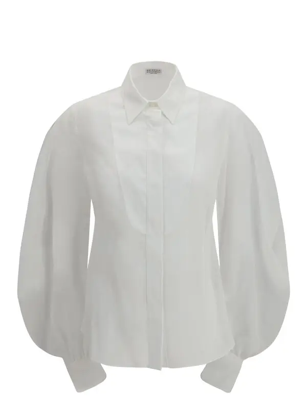 Brunello Cucinelli Lantern Sleeve Blouse - White