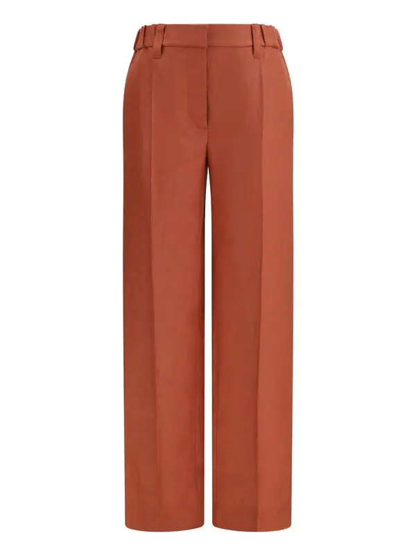 Brunello Cucinelli Wide-leg Linen Pants With Elastic Waistband - Red