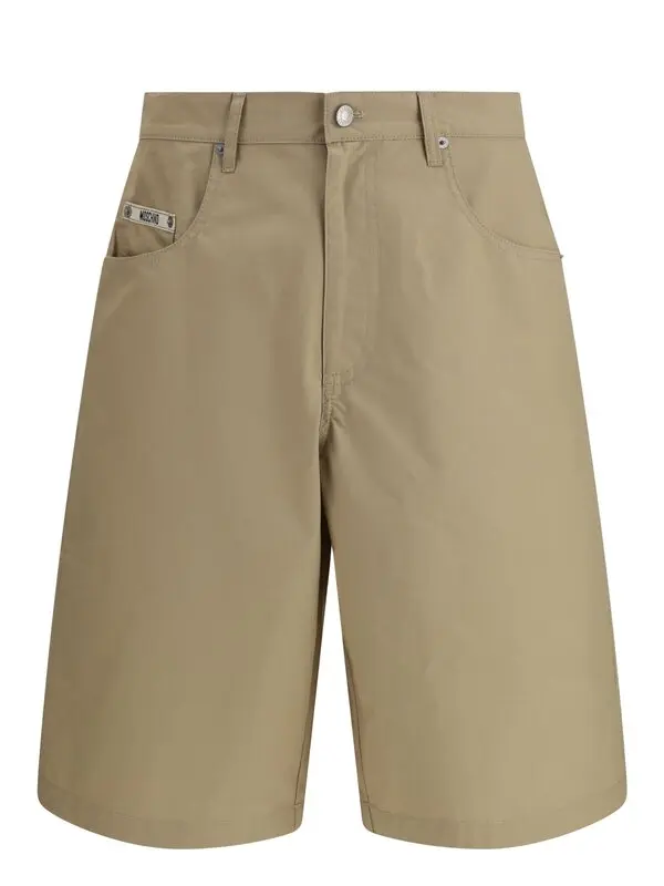 Moschino Long Cotton Bermuda Shorts - Beige