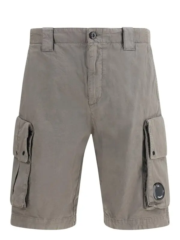 C.P. COMPANY Cotton Gabardine Bermuda Cargo Shorts - Grey