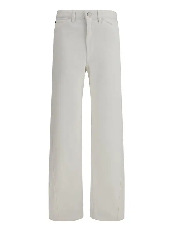 LEMAIRE Cotton Wide Leg Five-pocket Pants - White