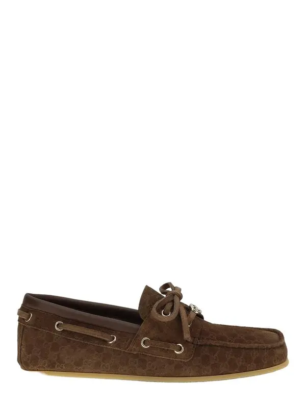 Gucci Suede Boat Loafers - Brown