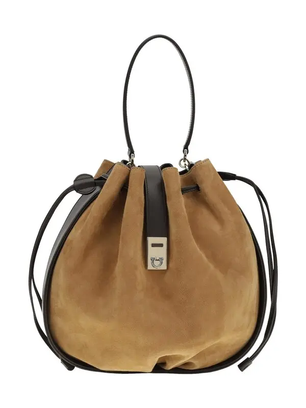 FERRAGAMO Hug Buckle Bucket Bag - Brown