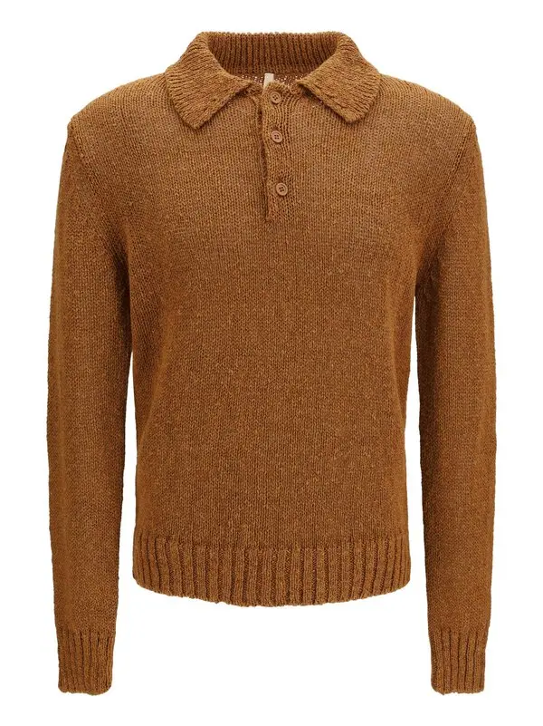 SUNFLOWER Buttoned Polo - Brown