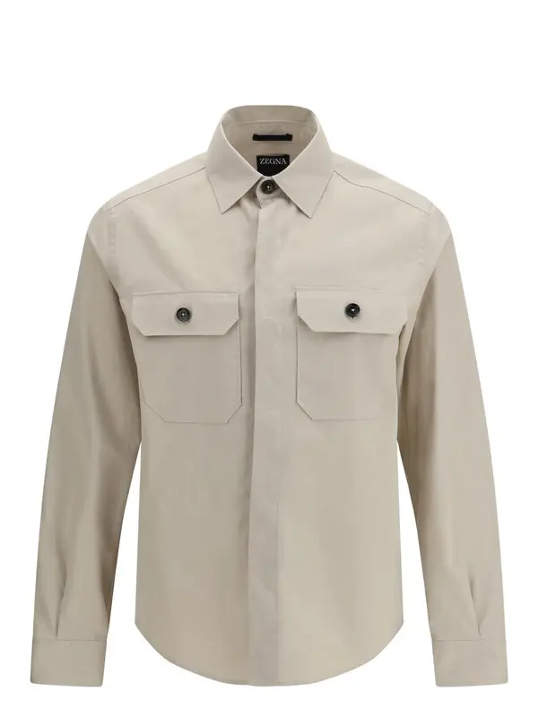 Zegna Linen Wool And Silk Shirt Jacket - Beige