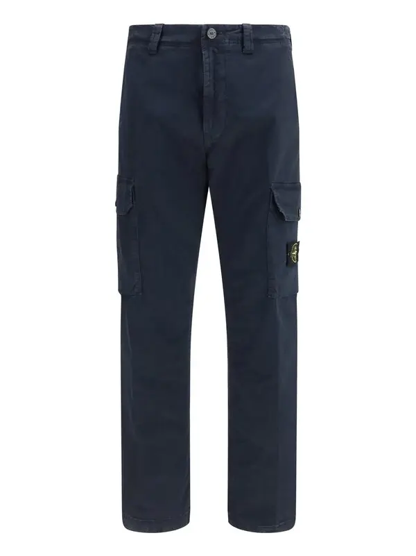 Stone Island Stretch Cotton Twill Cargo Pants - Blue