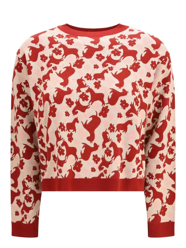 Max Mara Jacquard Viscose Crewneck Sweater - Red