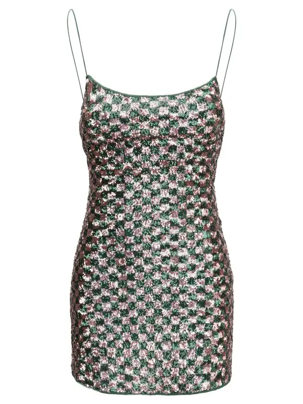 Oseree Sequined Chess Mini Dress - Multicolour