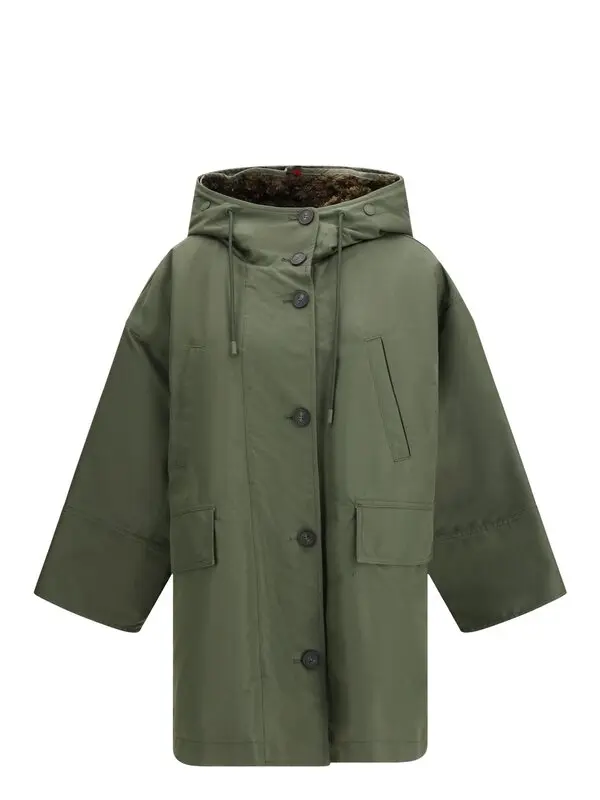 Max Mara Water-repellent Canvas Midi Parka - Khaki