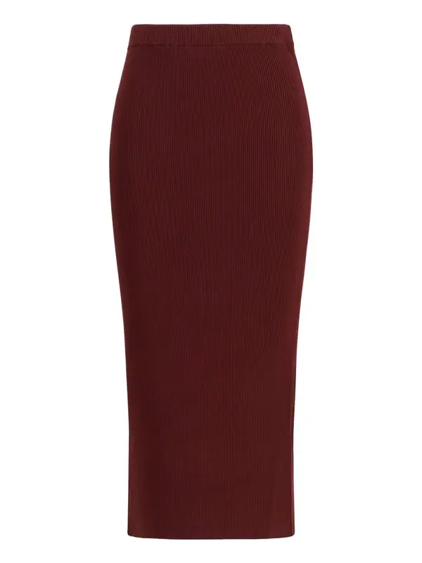 Max Mara Ribbed Midi Pencil Skirt - Bordeaux