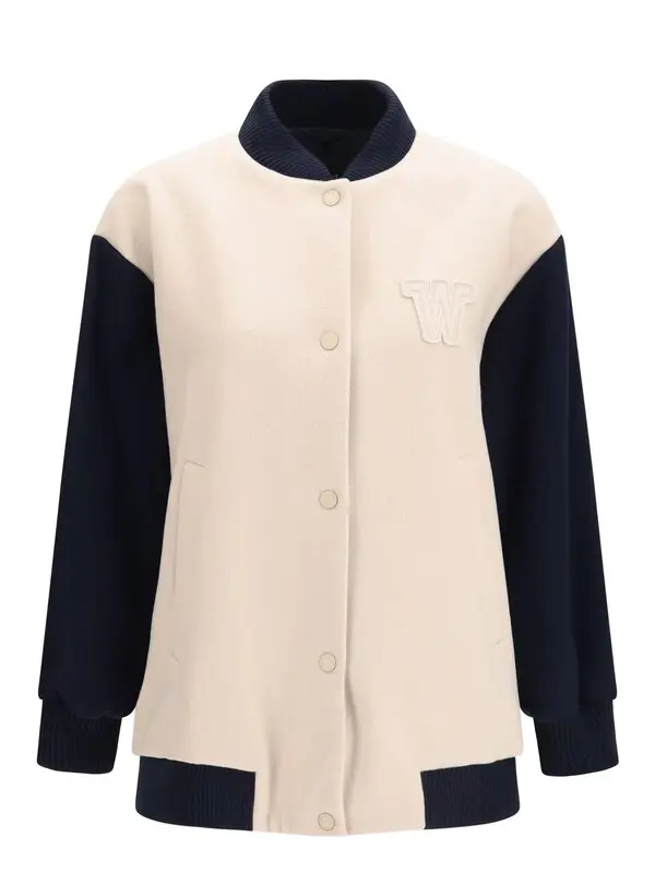 Max Mara Oversized Bomber In Double Wool - Blue