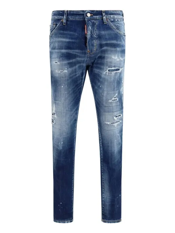 Dsquared2 Teddy Slim Fit Jeans With Distressed Details - Blue