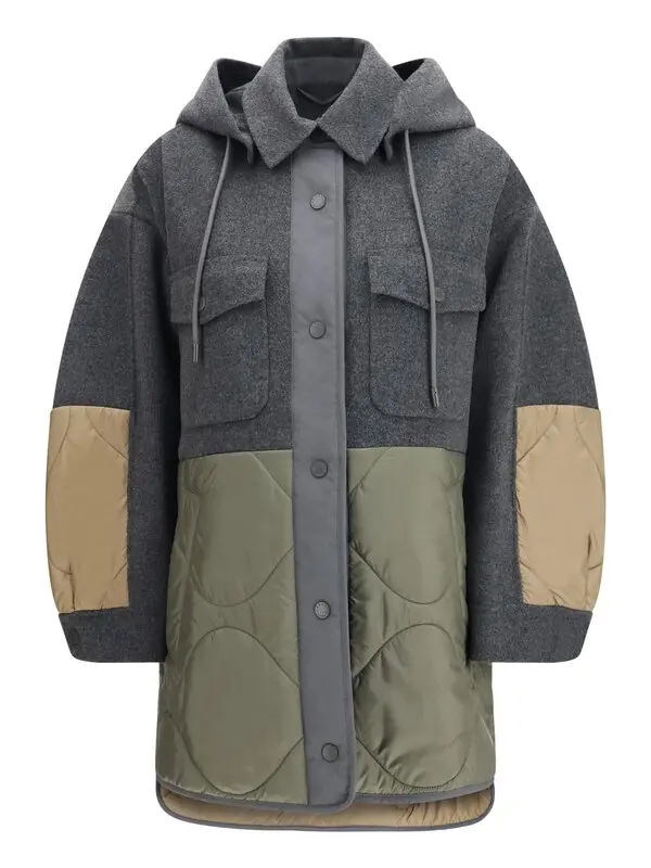 Max Mara Wool And Technical Fabric Hybrid Jacket - Grey