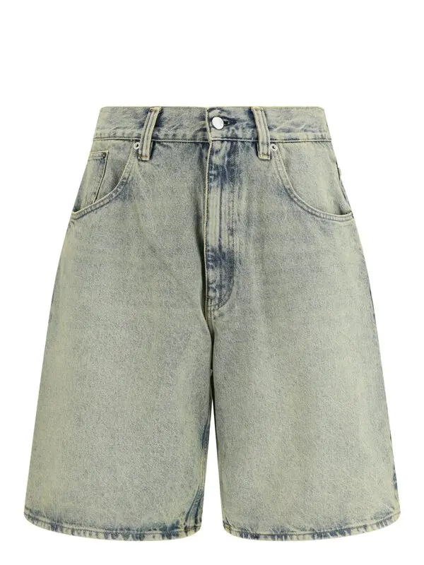 SUNFLOWER Super Wide Denim Bermuda Shorts - Blue