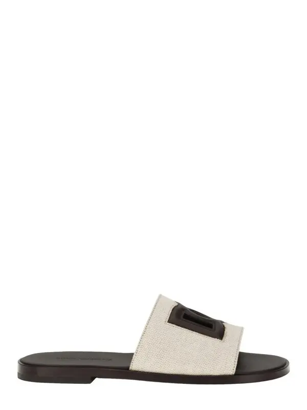 Dolce & Gabbana Canvas Slide Sandals - Beige