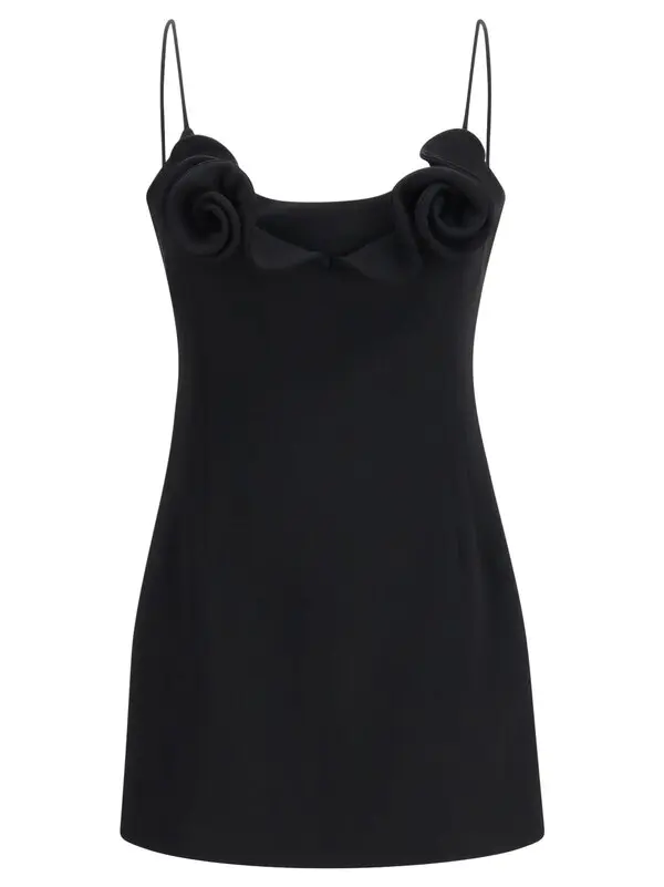 Magda Butrym Short Wool-blend Dress With Ruffled Neckline - Black