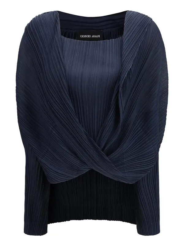 Giorgio Armani Pleated Semi-sheer Blouse - Blue