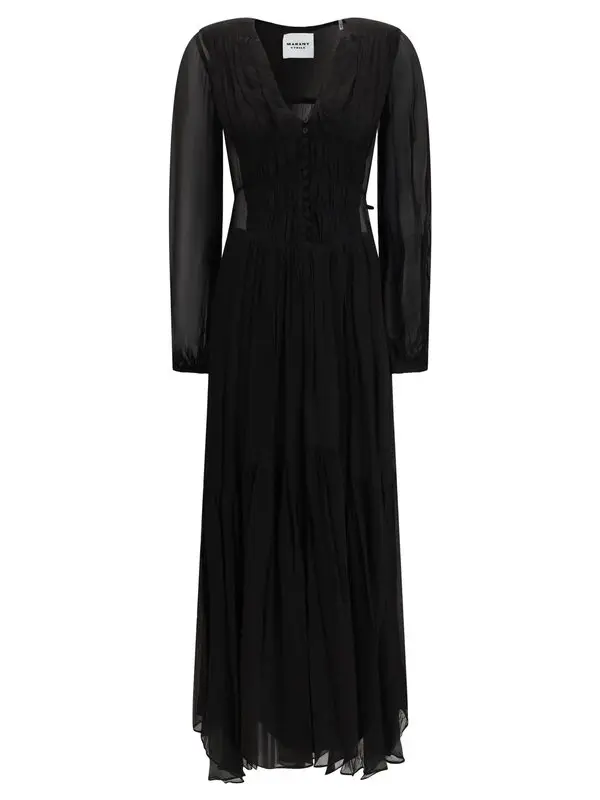 MARANT ETOILE Marant Étoile Buttoned Sheer Long Dress - Black