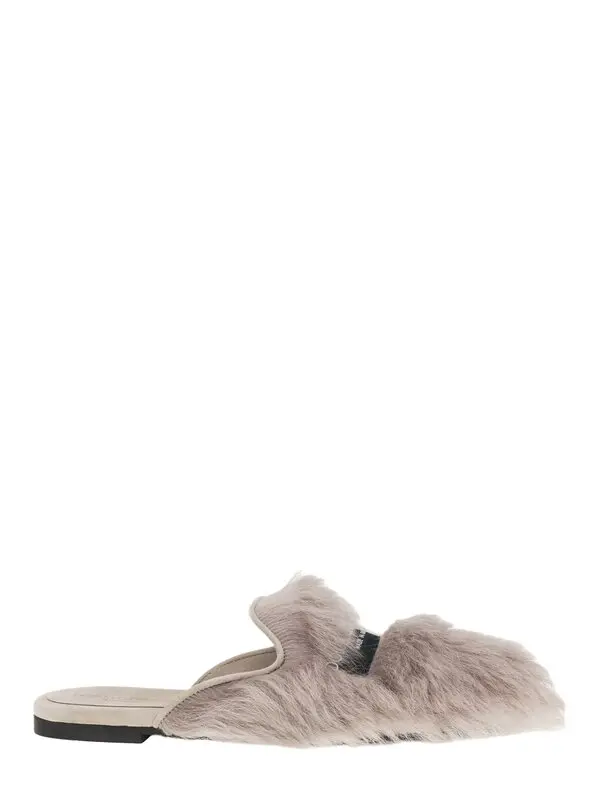 Dolce & Gabbana Sheepskin Mules - Grey