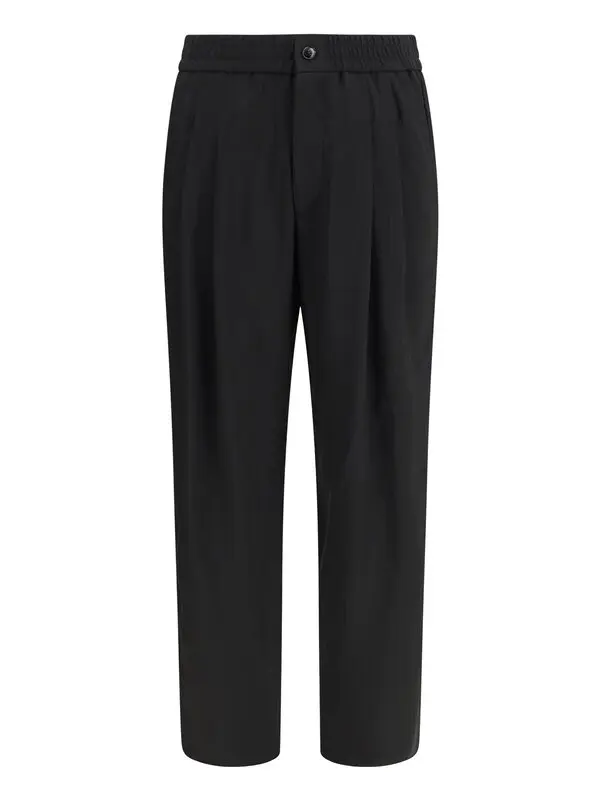 Giorgio Armani Wide-leg Viscose Pants With Striped Embroidery - Black