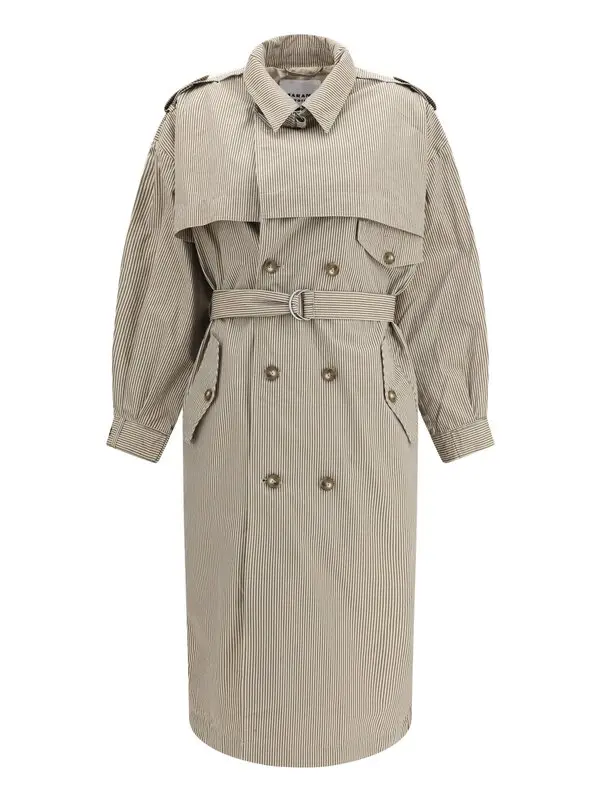 MARANT ETOILE Marant Étoile Chilma Striped Trench Coat - Khaki
