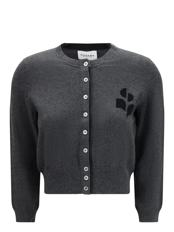 MARANT ETOILE Marant Étoile Lona Cropped Cardigan With Embroidered Logo - Grey