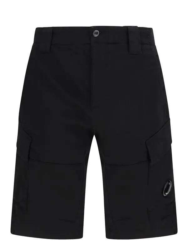 C.P. COMPANY Sateen Stretch Cargo Bermuda Shorts - Black