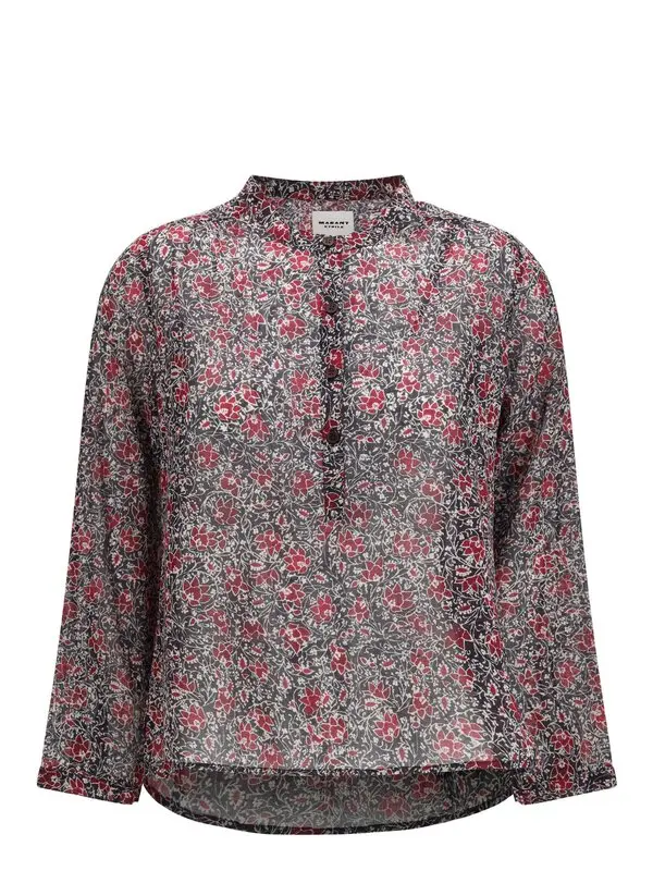 MARANT ETOILE Marant Étoile Maria Floral Print Cotton Voile Blouse - Purple