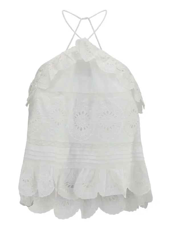 MARANT ETOILE Marant Étoile Prisha Embroidered Ruffle Top - White