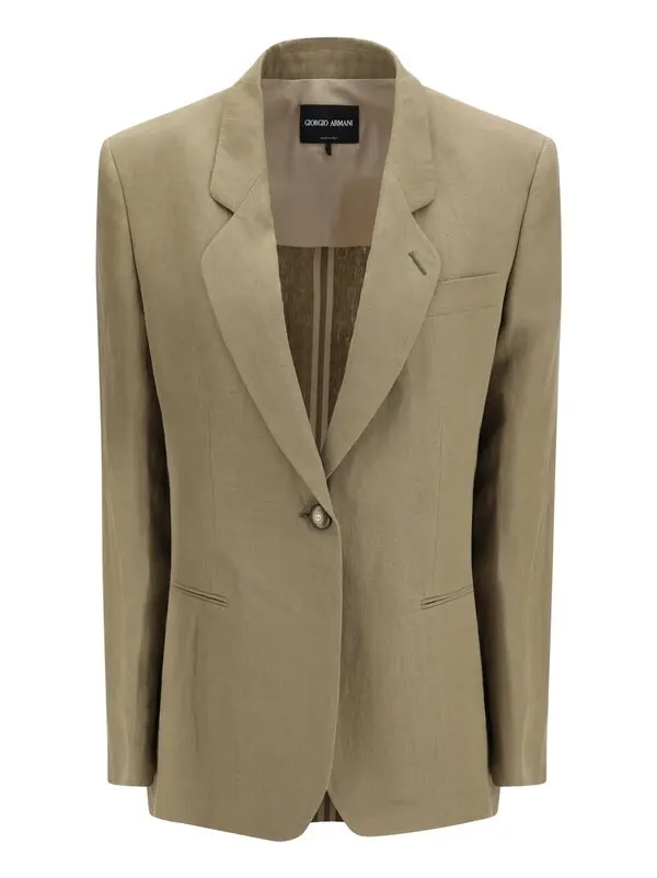 Giorgio Armani Single-breasted Linen Jacket - Brown