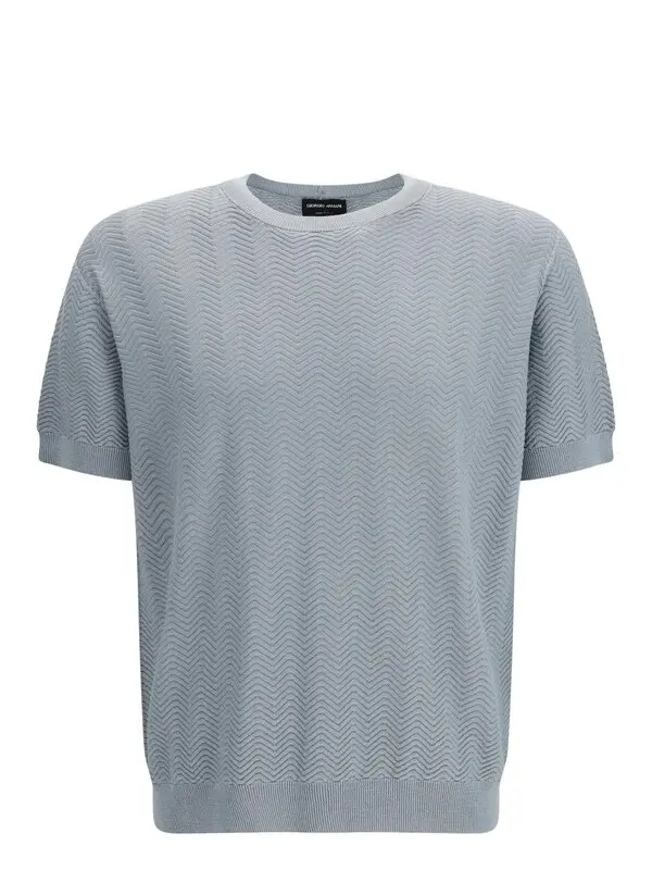 Giorgio Armani Short-sleeve Textured Knit Sweater - Grey