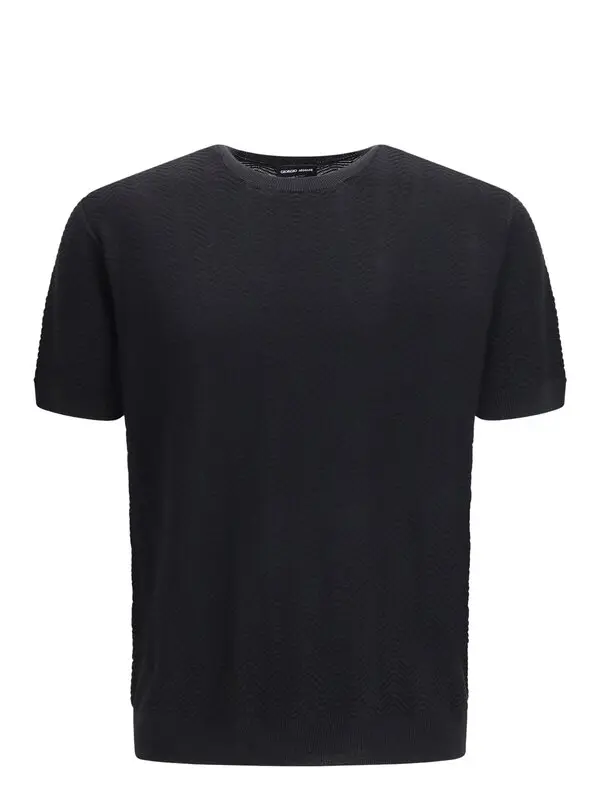 Giorgio Armani Short-sleeved Textured Knit Sweater - Black