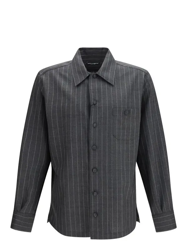 Dolce & Gabbana Pinstripe Wool Shirt - Grey
