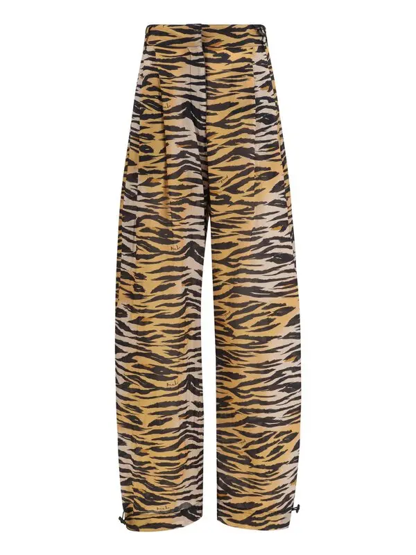 Pinko Barrel Fit Animal-print Pants - Multicolour