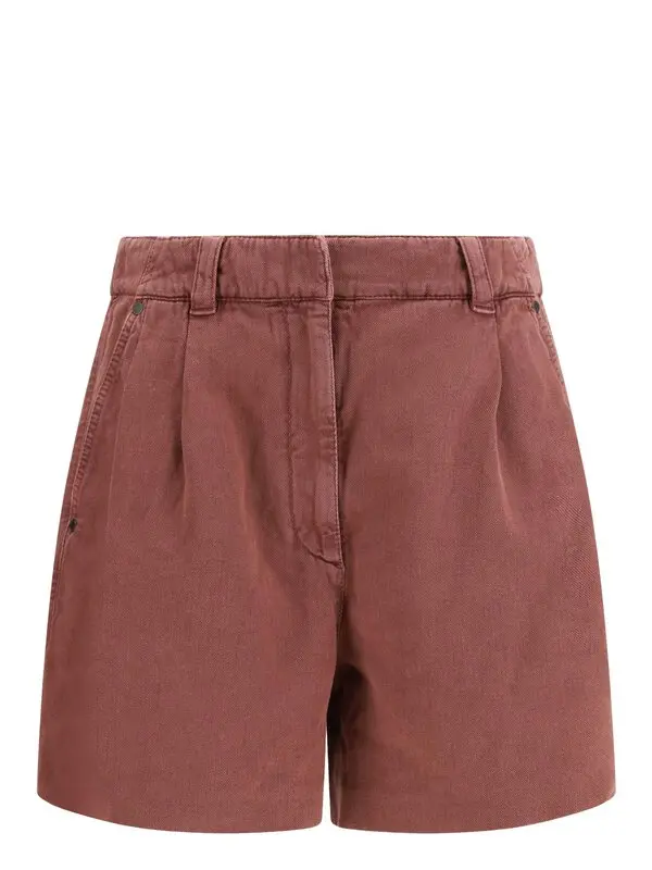 Brunello Cucinelli Linen Relaxed Fit Shorts - Brown