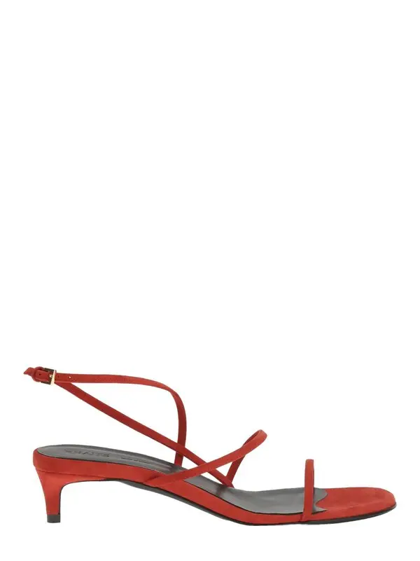 Khaite Suede Loop Kitten Heel Sandals - Red